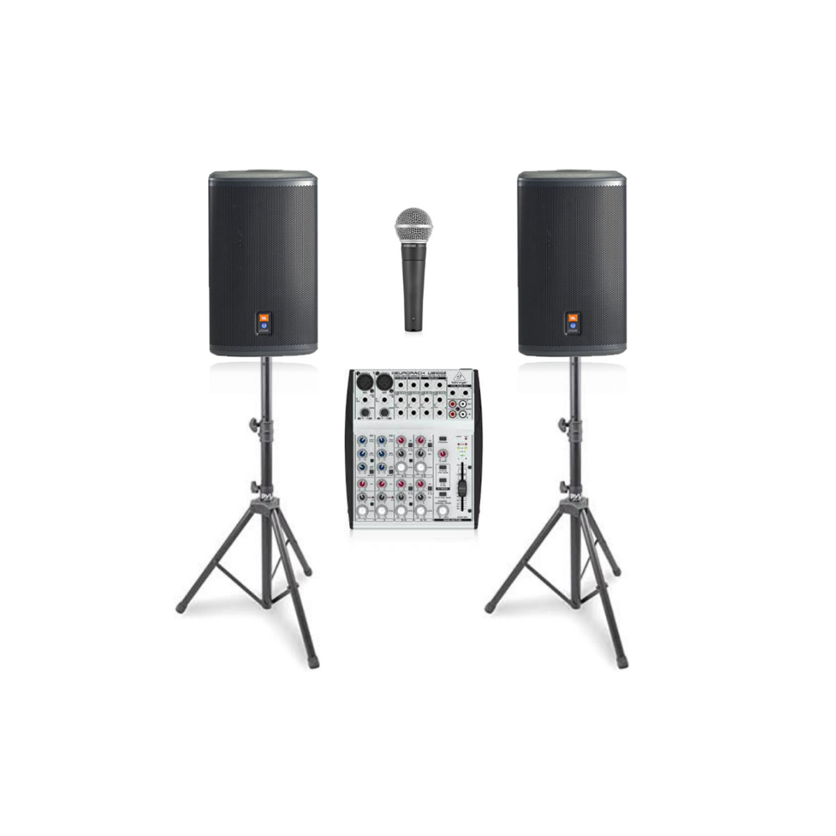 2 x 12 Loudspeakers, Microphone and Mixer PA System (Bundle) — 123hire